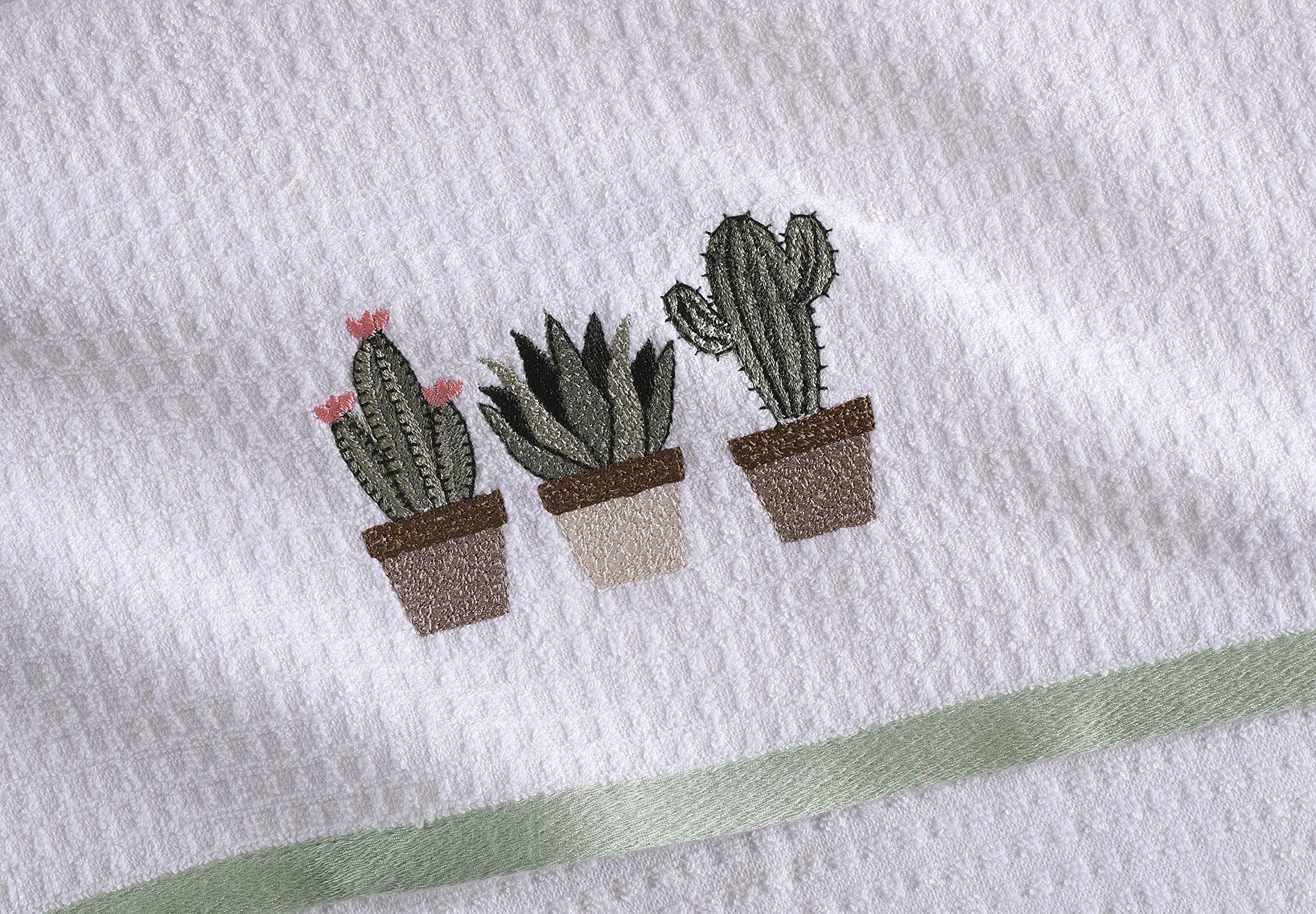 Hiera Home Kitchen Towels - Ultra Soft Cotton and Super Absorbent Dish Towels for Kitchen, Large Kitchen Towel 24x16 Inches, Natural Cotton Dish Towels Pack of 2 (Cactus)