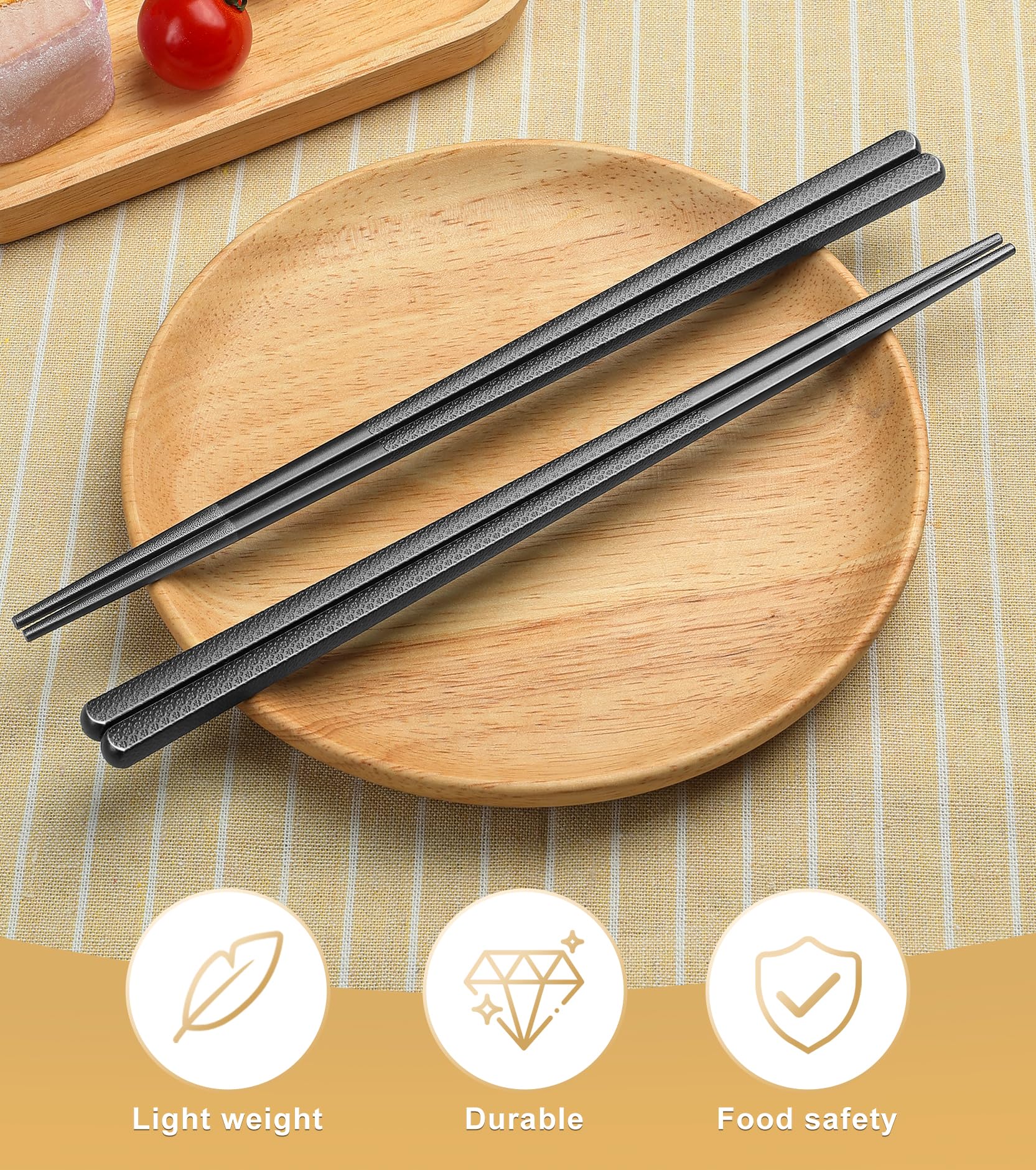 LOROTOCO 50 Pairs Chopsticks | Reusable | Dishwasher Safe | Bulk | Fiberglass | Adults | | Commercial - (9.45in)