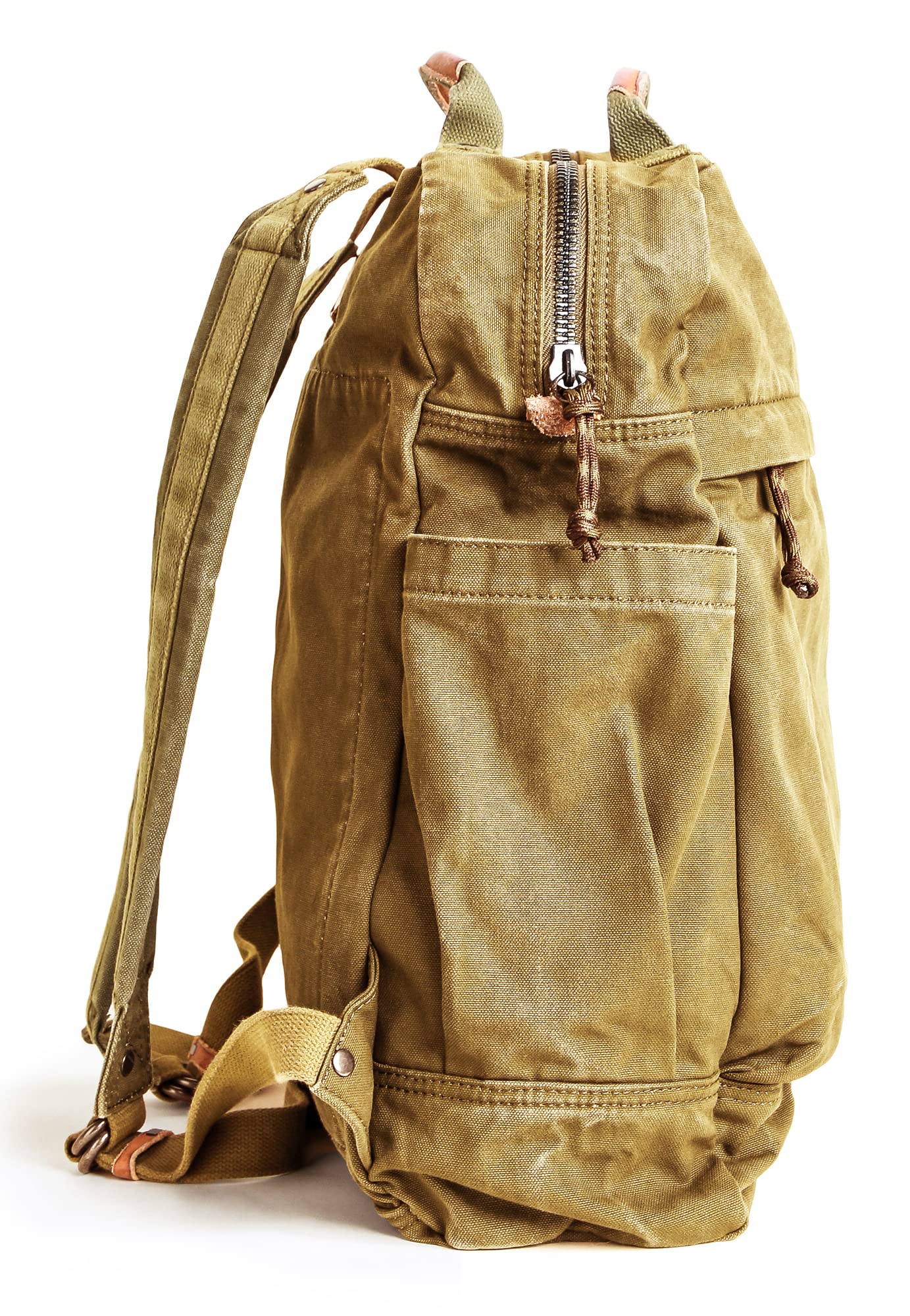 Gootium Canvas Backpack for Women Vintage Style Zipper Bag Men's Casual Daypack Cloth Outdoor Travel Rucksack, Khaki