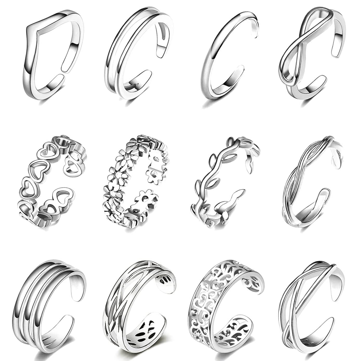 FUNEIA Adjustable Toe Ring for Women Open Toe Rings Set Hawaiian Foot Jewelry