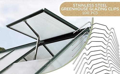 Mini Greenhouse Clips for Hanging - 100Pcs Stainless Steel Clips Green House Accessory Wire Clamp Clip pack for Harbor Freight Replacement Greenhouse Cover - Shade Clips Greenhouse Accessories