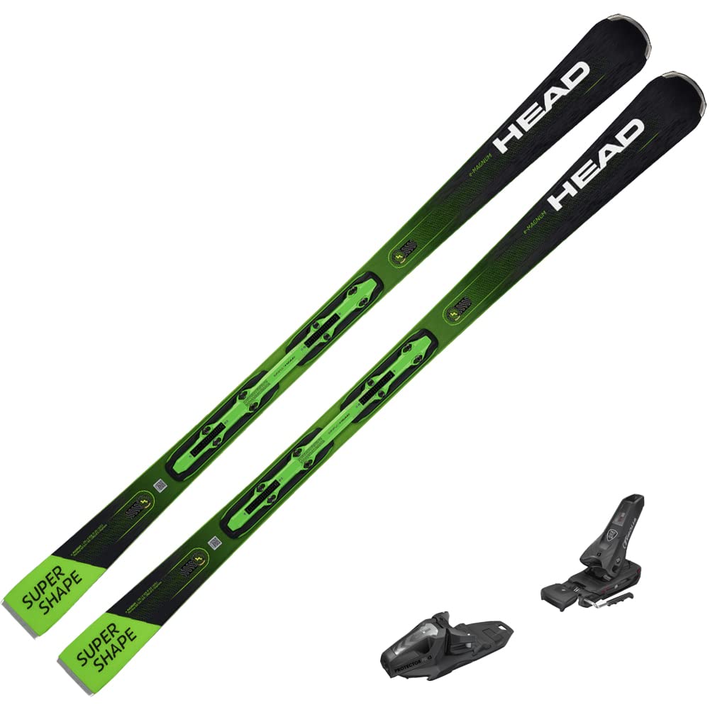 HEAD Unisex Supershape E-Magnum Performance Skis and Tyrolia Protector PR 13GW 85mm Alpine Ski Bindings Package, 177