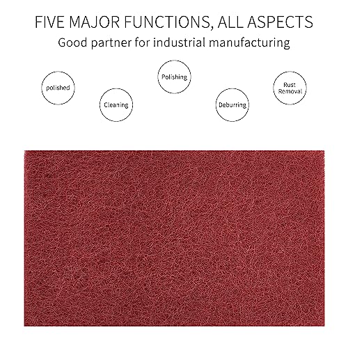 Red Scuff Pads - 6Pcs Scotch Brite 7447 - Very Fine Grade Hand Pads General Purpose Sanding Hand Pads 200 x 125mm/8" x 5"