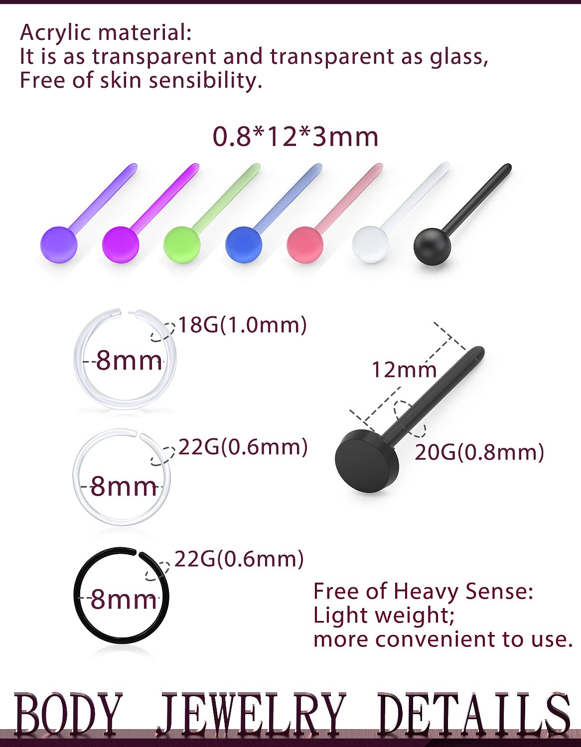 Jenxnjsjo Plastic Earrings Clear Earrings Clear Earrings for Sports Plastic Earrings for Sensitive Ears Clear Piercing Retainers Medical Grade Plastic Earrings Clear Ear Studs Earring Posts