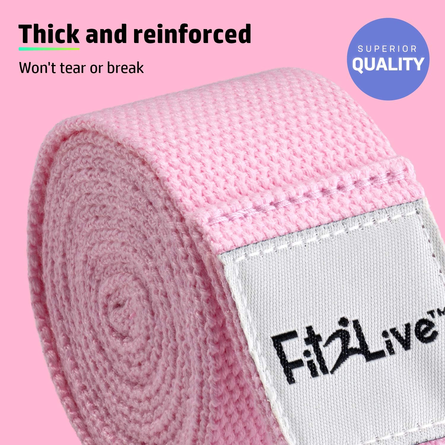Fit2Live Yoga Strap with Adjustable D Ring - Aids Pose Expression, Provides Support and Reduces Straining and Stretching