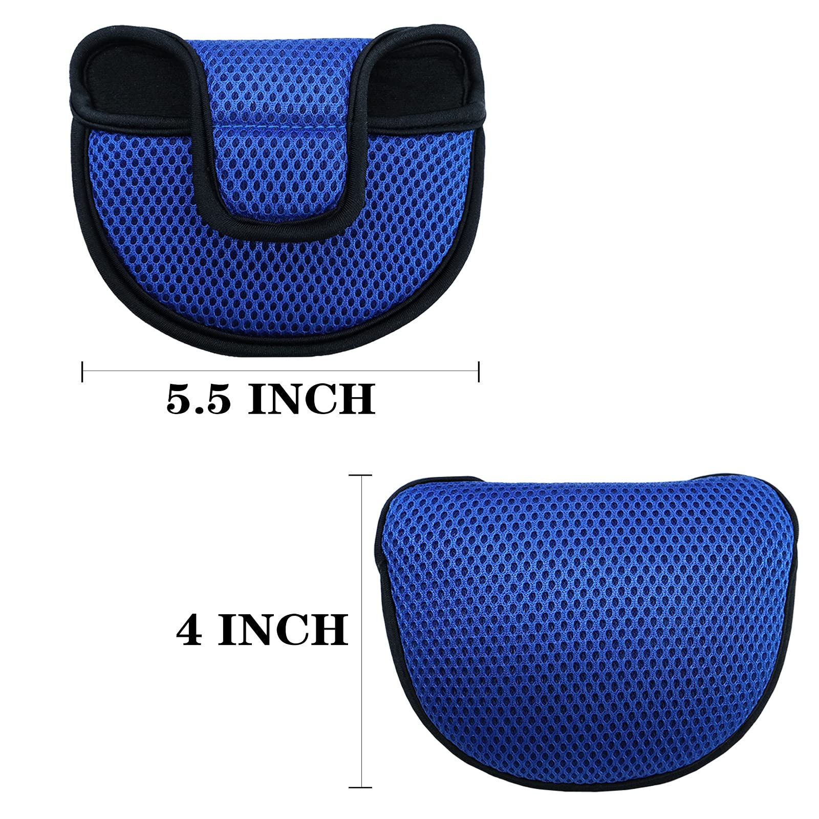 Golf Putter Head Covers Mallet Leather with Mesh Lightweight Durable Clubs Protector Cover Fit All Brands Black Blue for Men Women(Blue-Mallet)