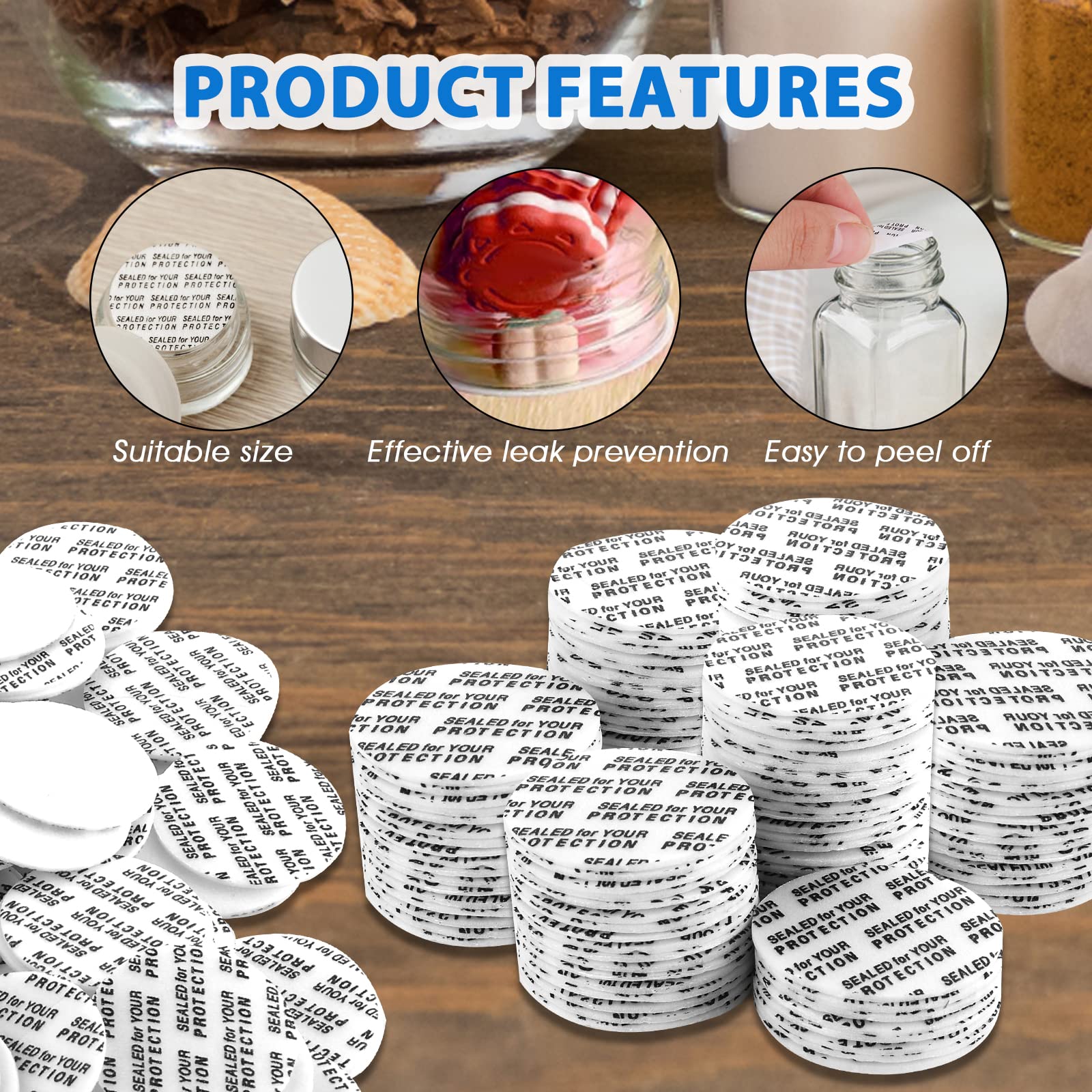 Grevosea 200 Pieces Pressure Sensitive Seals Foam Lid Liners Bottle Cap Liners Seals Safety Tamper Resistant Sealing for Glass & Plastic Jar Bottles Containers (27mm/1inch)