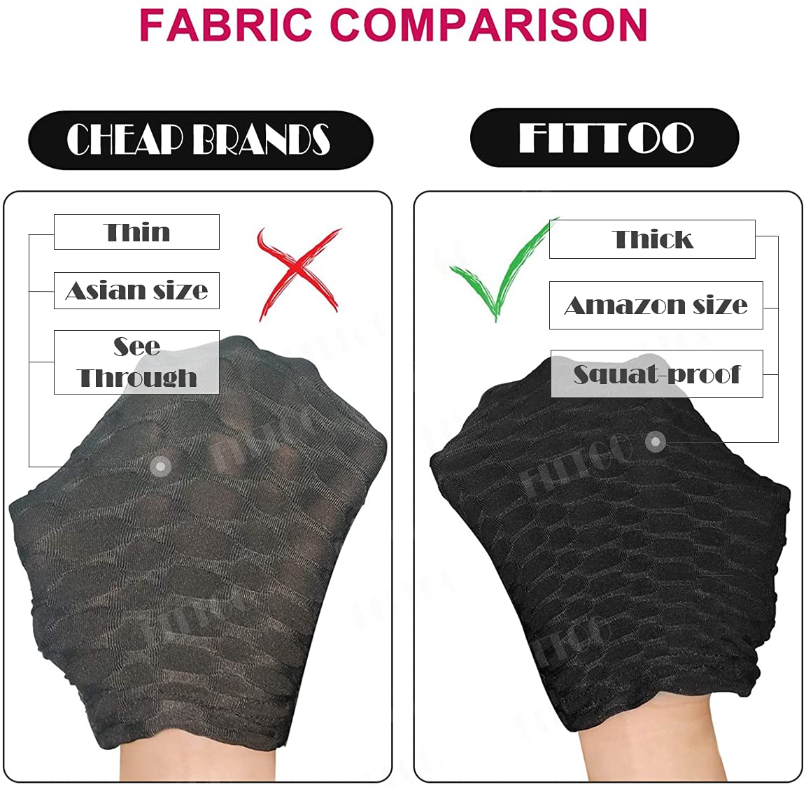 FITTOO Women's High Waist Yoga Pants Tummy Control Scrunched Booty Leggings Workout Running Butt Lift Textured Tights Dark Grey X-Large