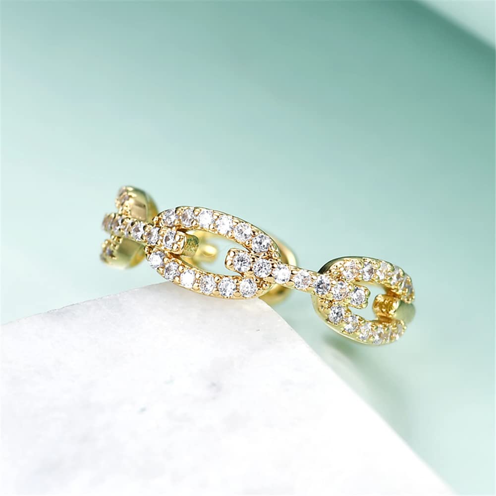 Flower Valley 18K Gold Plated Chain Link Ring Simple Stacking Band Open Rings for Women Adjustable