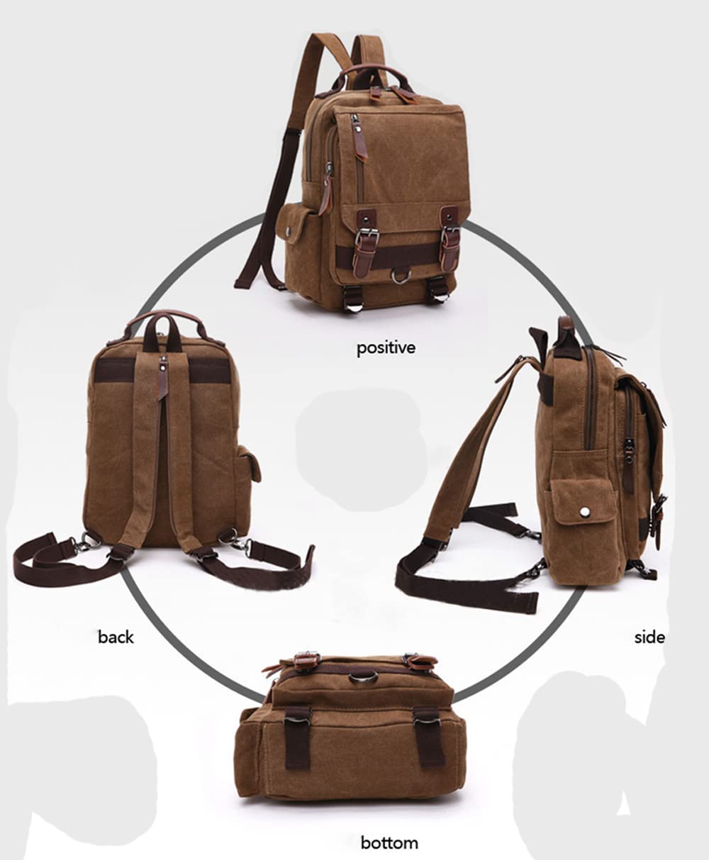 FASNAHOK Canvas Backpack for Women Travel Back Pack Multifunctional Shoulder Bag Vintage Rucksack Casual Daypack