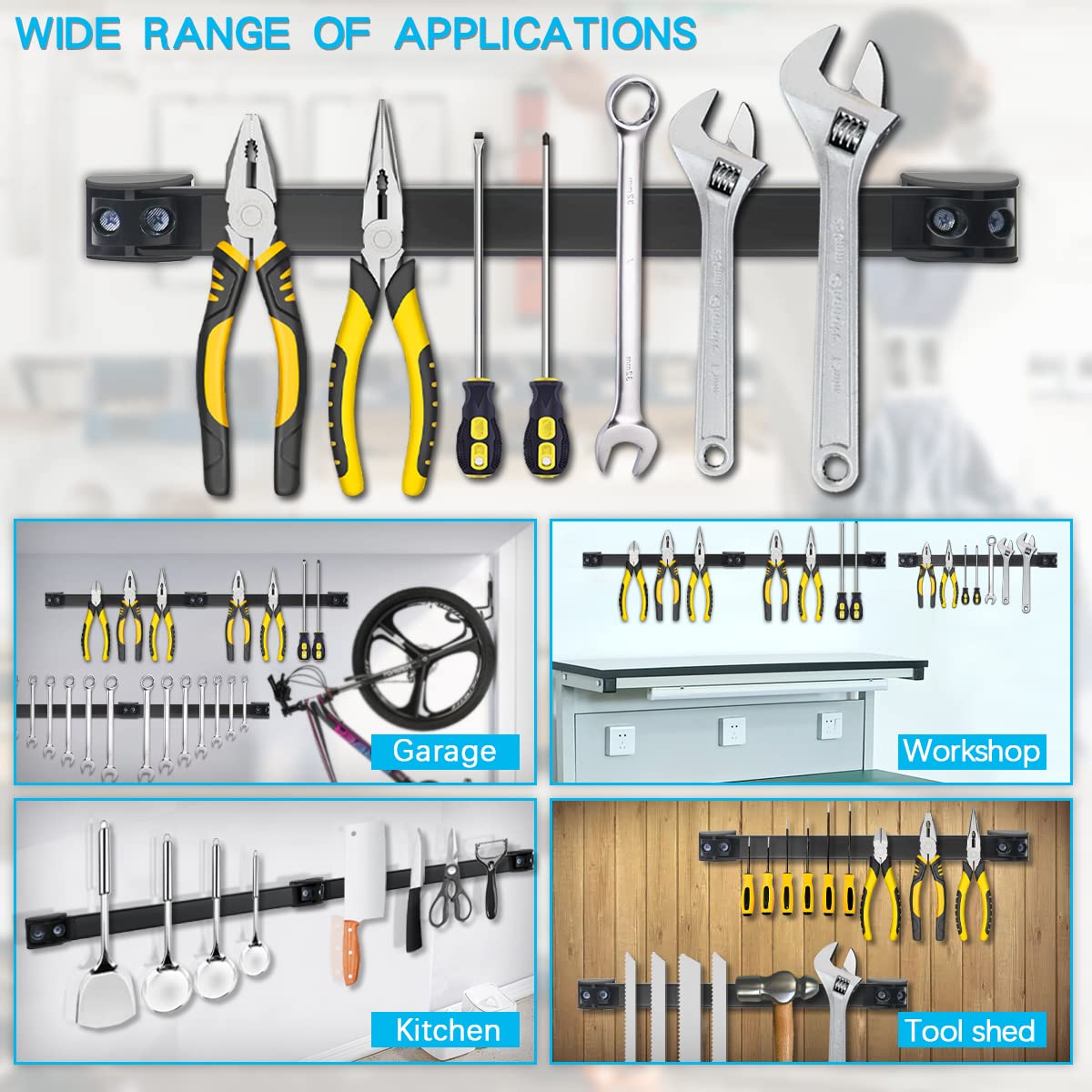 Magnetic Tool Holder Strip - Alloy Steel 5 Pack, Heavy Duty Tool Organizer Magnetic Strip, Tool Magnet Bar For Garage Tool Organization 12 In