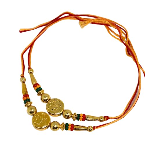TheNext7 OM Rakhi for Brothers, Om Design Rakhi Thread Raksha Bandhan Gift for Your Brother Vary Color and Multi Design - Set of 2