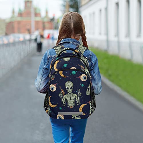 NFMILI Cartoon Alien Element Kids Backpack Lightweight Middle School Elementary Bookbags for Boys Girls School Bag with Chest Strap 11.6 X 6.9 X 16.7 in
