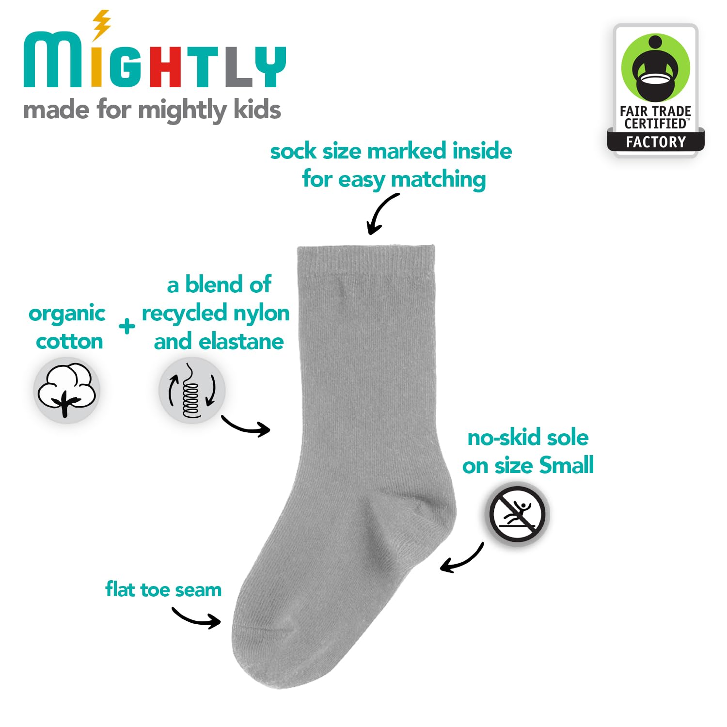 Mightly Boys' Crew Socks | Organic Cotton Certified Multi-Pack Toddler and Kids Sock Set, Mightly Stripes, Small (10-11)