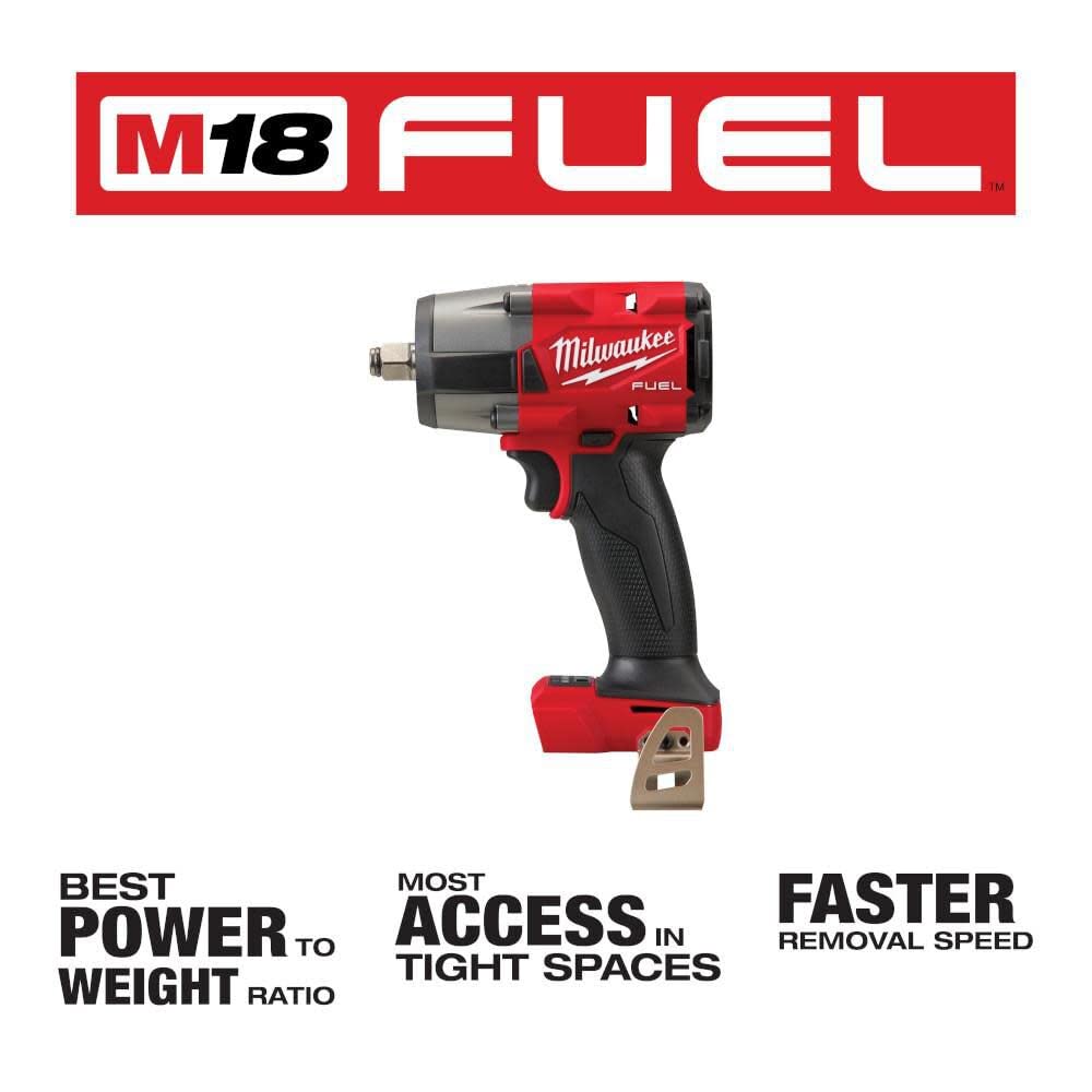 Milwaukee M18 FUEL Lithium-Ion Brushless Mid-Torque 1/2 in. Cordless Impact Wrench with Friction Ring (Tool Only) + Accessory