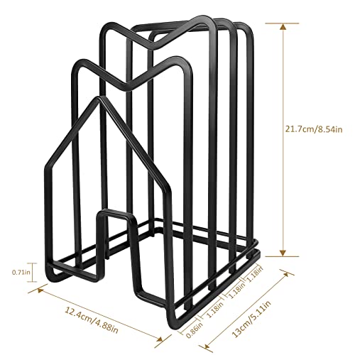 Yummy Sam Pot Pan Lid Organizer Cutting Chopping Boards Rack Pantry Cabinet Stainless Steel Kitchen Counter Cookware Storage Stand Countertop Spoon Dish Rest Holder (Black)