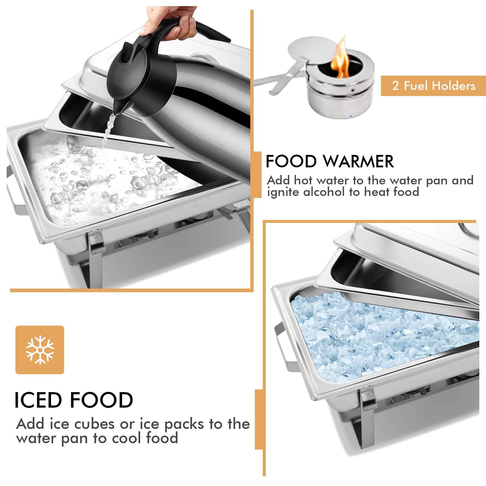 Happygrill 2 Pack Chafing Dish 9 Quart Chafing Dish High Grade Stainless Steel Chafer Dish Set