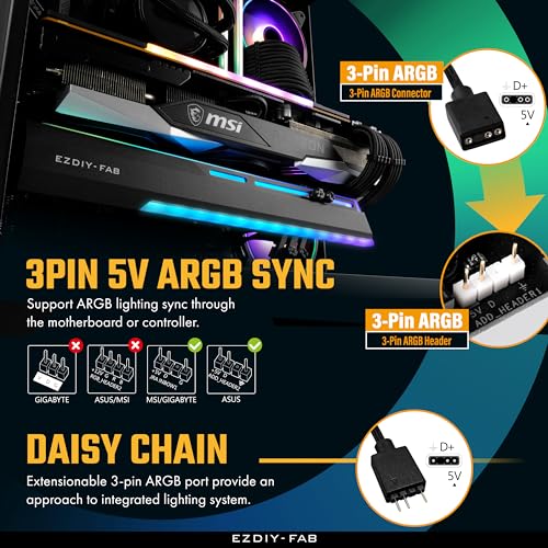 EZDIY-FAB 5V ARGB GPU Holder Brace Graphics Card GPU Support Video Card Holder Bracket, Strenchable Structure, Video Card Sag Holder/Holster Bracket Support RX7990XTX, RTX4090, Black-341