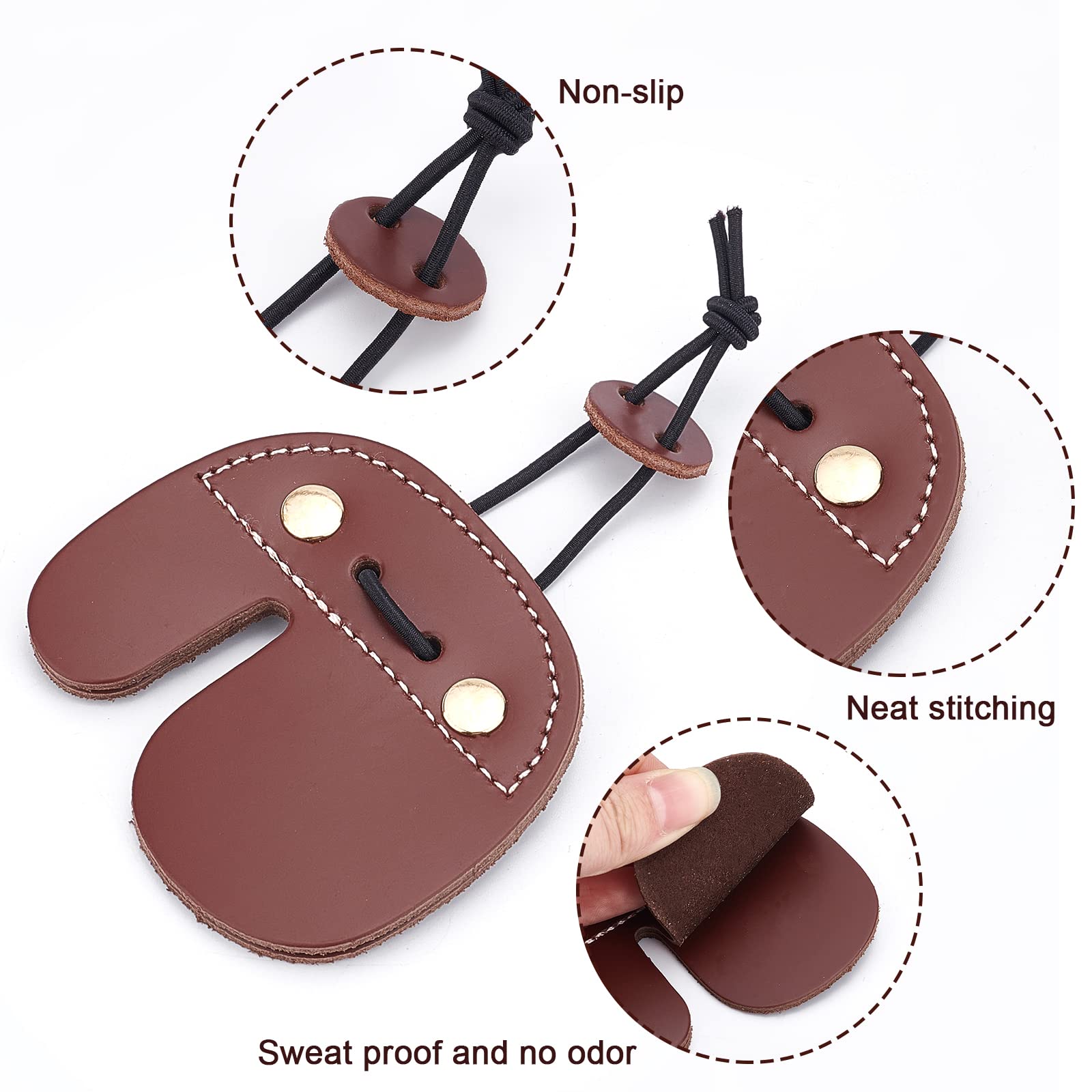 GORGECRAFT 2PCS Leather Archery Finger Tabs Black Brown Fingers Protector Guard for Recurve Bows Shooting Practice Gear