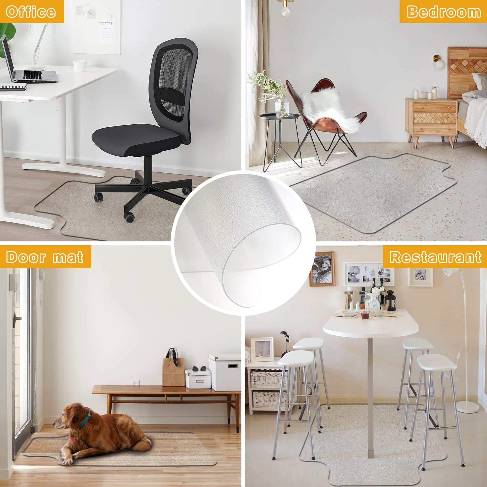 Hardwood/Tile Floor Chair Mat,Rolling Chair Mat,Protects Floors,Suitable for Home,Work,Game,Non-Slip Not Stuck Wheel,Easy to Clean,with Lip(48"x36")
