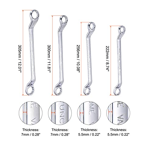 uxcell 45-Degree Offset Box End Wrench Set, 5.5-24mm Metric CR-V Steel with Rolling Pouch, 8-Piece
