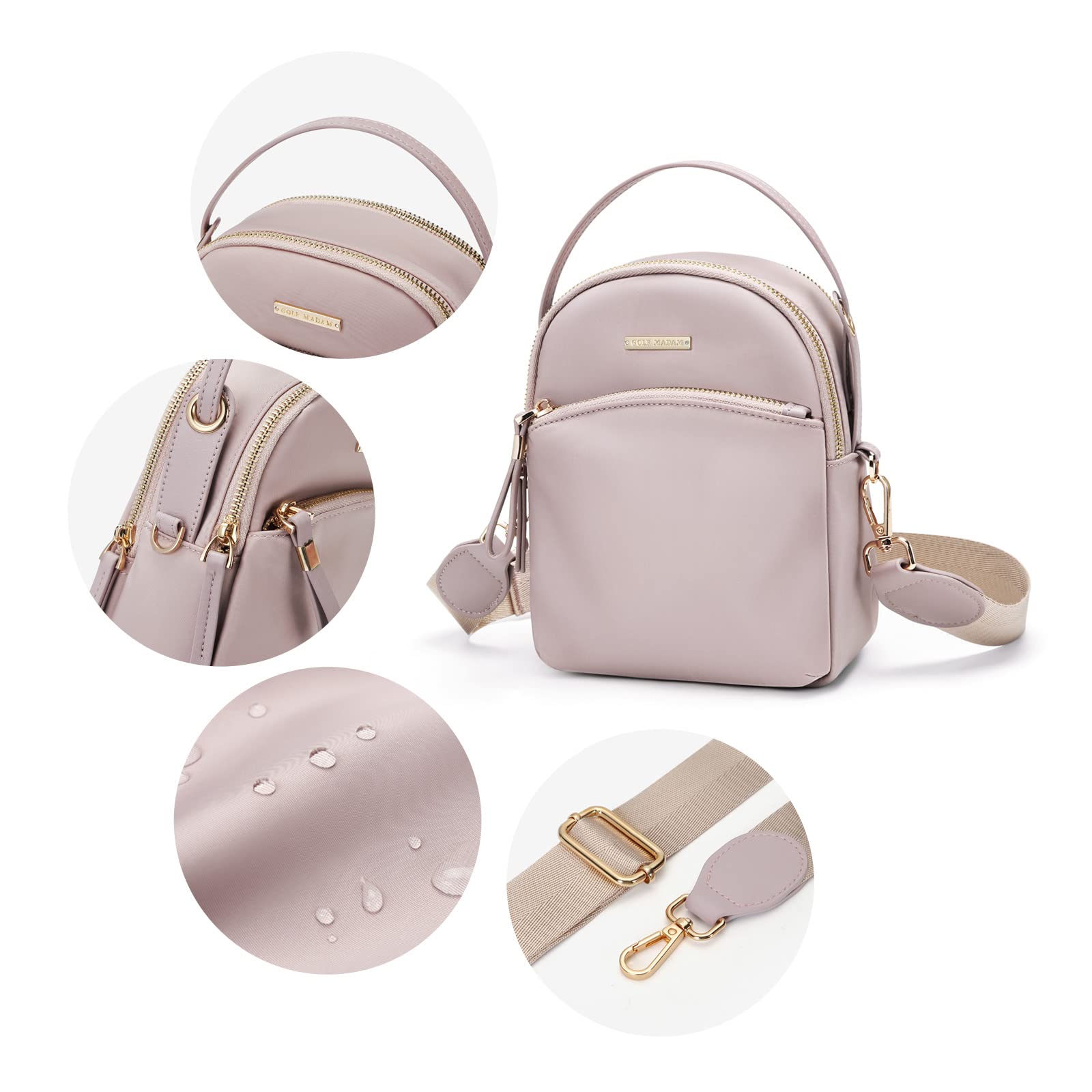 GOLF SUPAGS Crossbody Bag Purse with Top- Handle Adjustable Strap Roomy Shoulder Bags for Women (Pink)