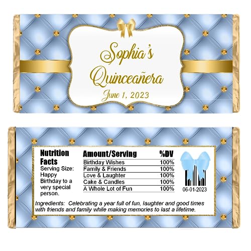Personalized Candy Wrappers for Chocolate, Birthday Party Favors, Pack of 20 Custom Hershey Bar Labels