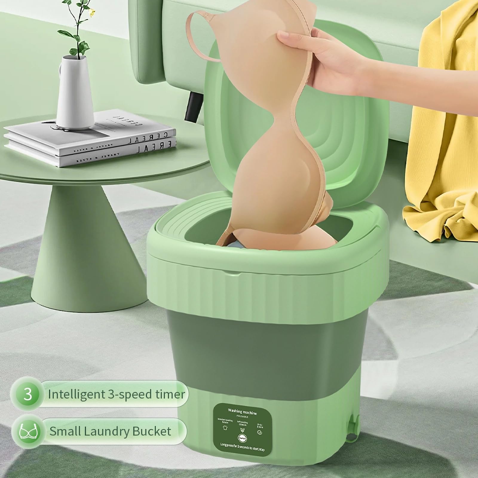 Portable Washing Machine, 10L Upgraded Foldable Mini Washer with 3 Intelligent Cleaning Modes, Folding Cloth Cleaner for Travel,Camping,Dorm,Socks,Underwear