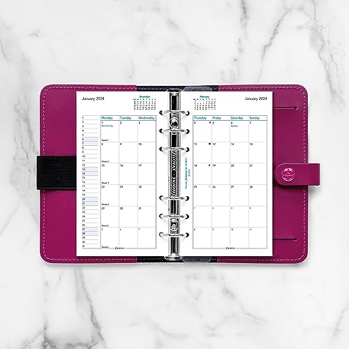 Filofax Calendar Diary Refill, Personal/Compact Size, Month-to-View, White Paper, English, 2024 (C68410-24)