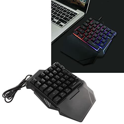 One Handed Gaming Keyboard, USB Mini Gaming Keyboard 35 Keys for Office