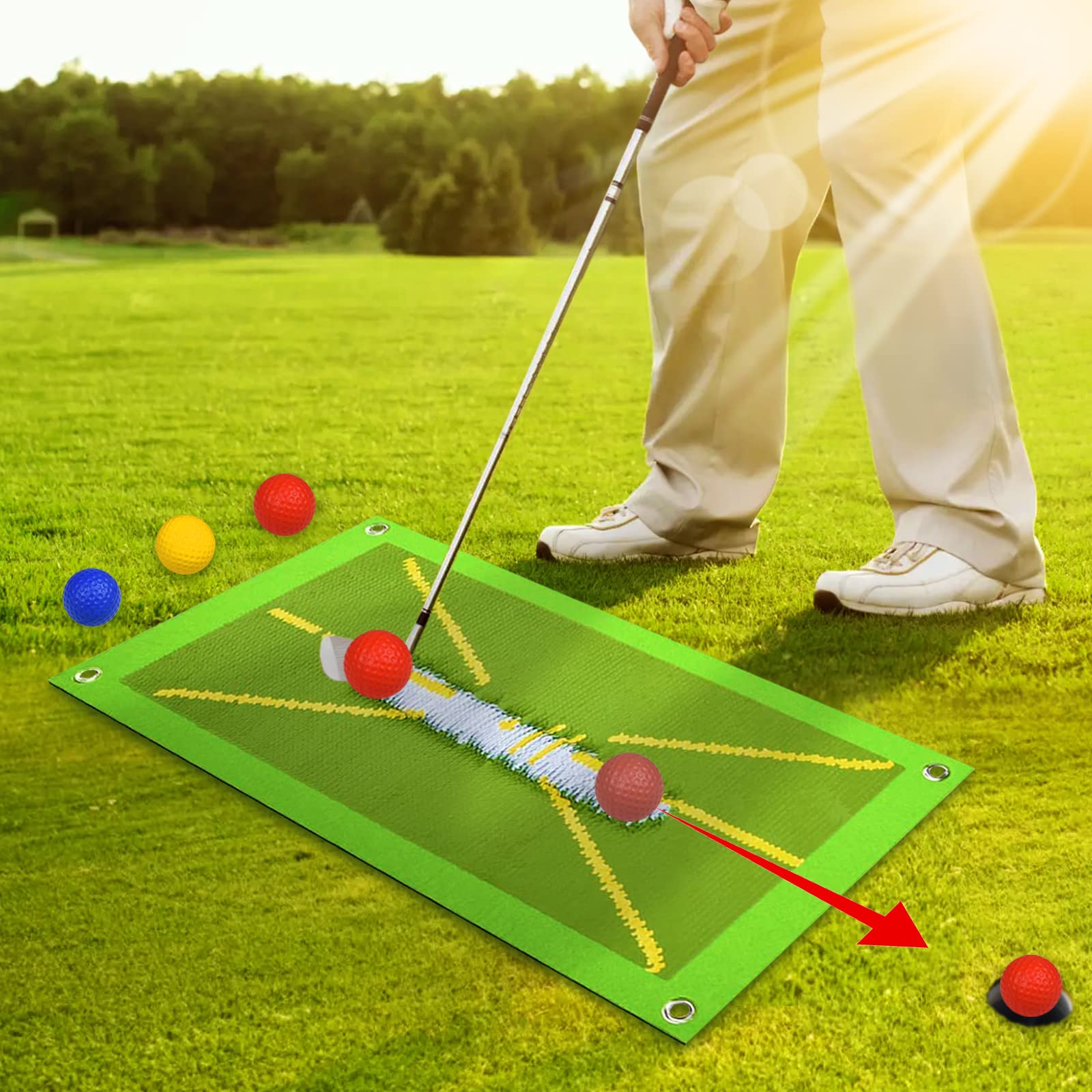 Golf Training Mat for Swing Detection Batting - Golf Hitting Mat Practice Training Aid Equipment, Golf Divot - Analysis Swing Path and Correct Hitting Posture, for Practice Outdoor Indoor
