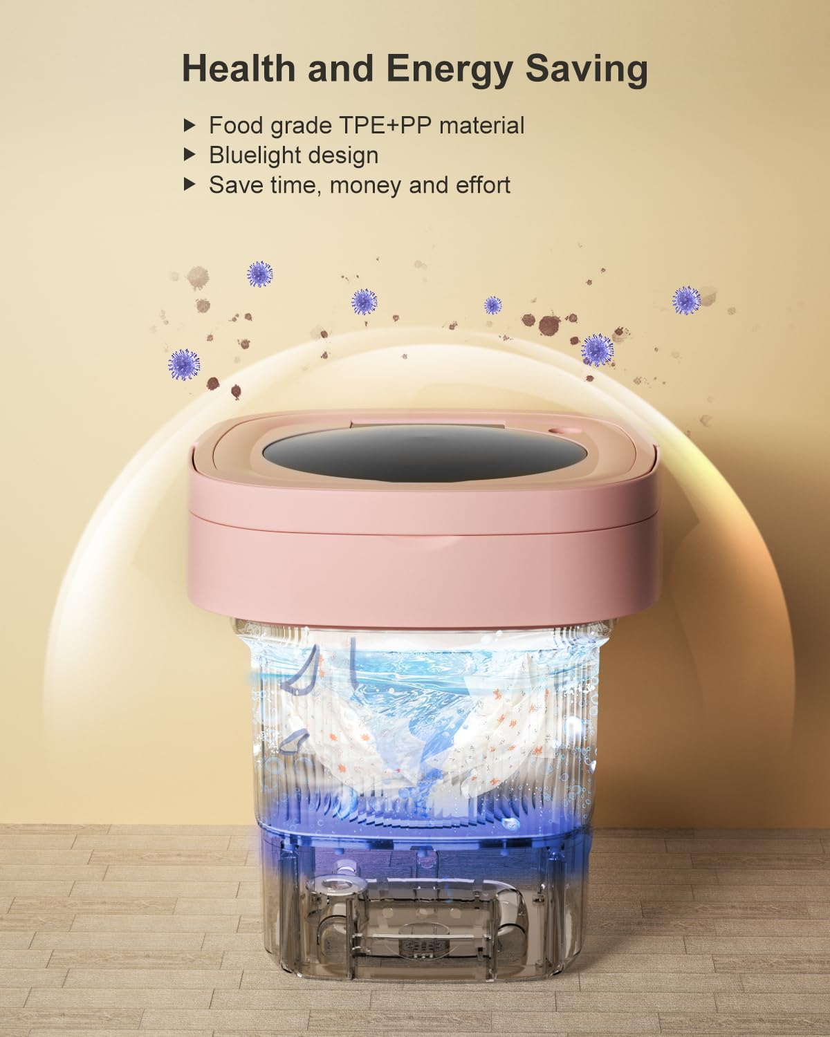Portable Washing Machine, 9L Mini Laundry Washer with 3 Modes Cleaning for Underwear, Baby Clothes, Sock, Small Delicates. Foldable Washer and Dryer Combo for Apartment, Home,Hotel, Camping,RV(Orange)