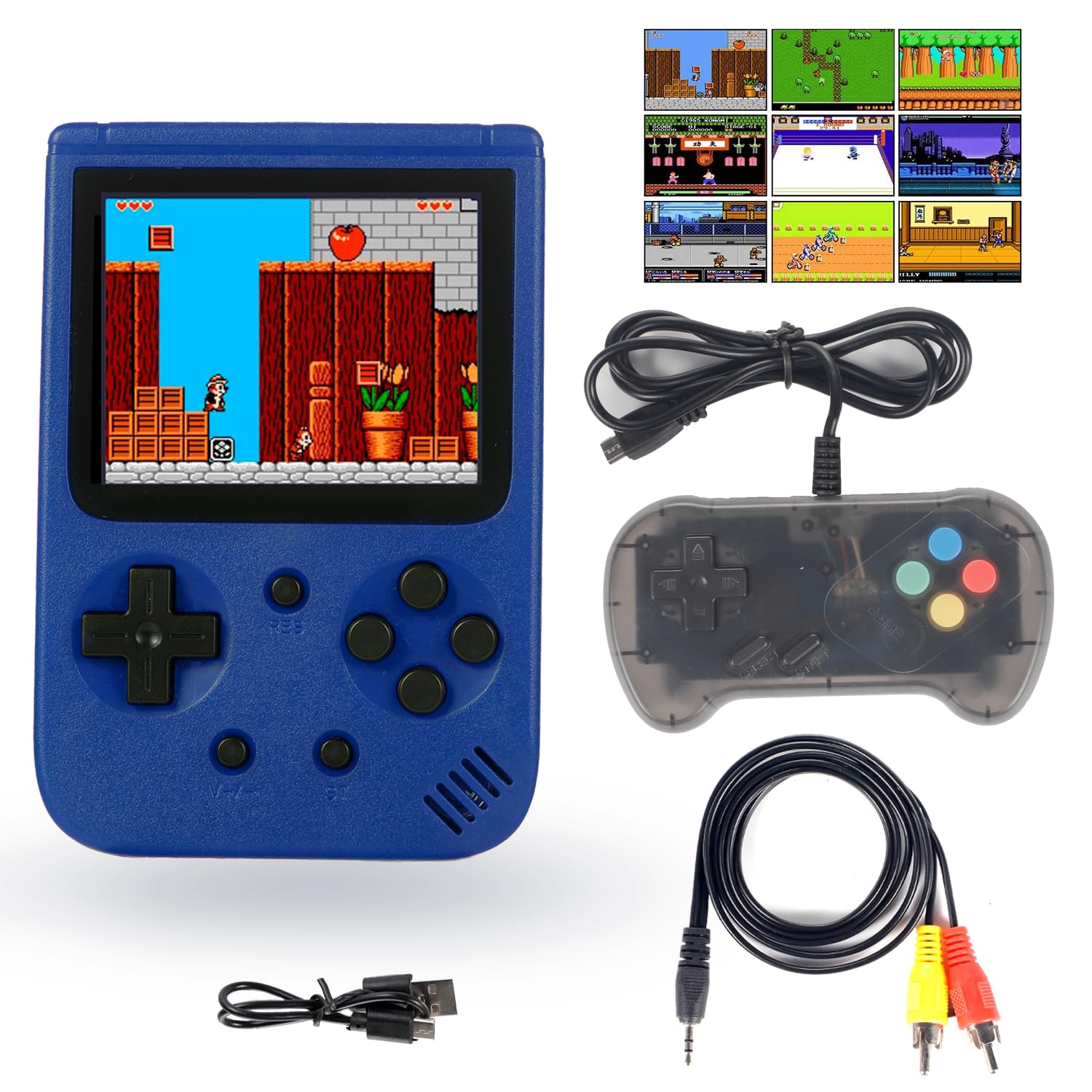Handheld Game Console, Retro Mini Game Player,500 Classical FC Games, Support for Connecting TV & Two Players with Rechargeable Battery Gift for Kids and Adult