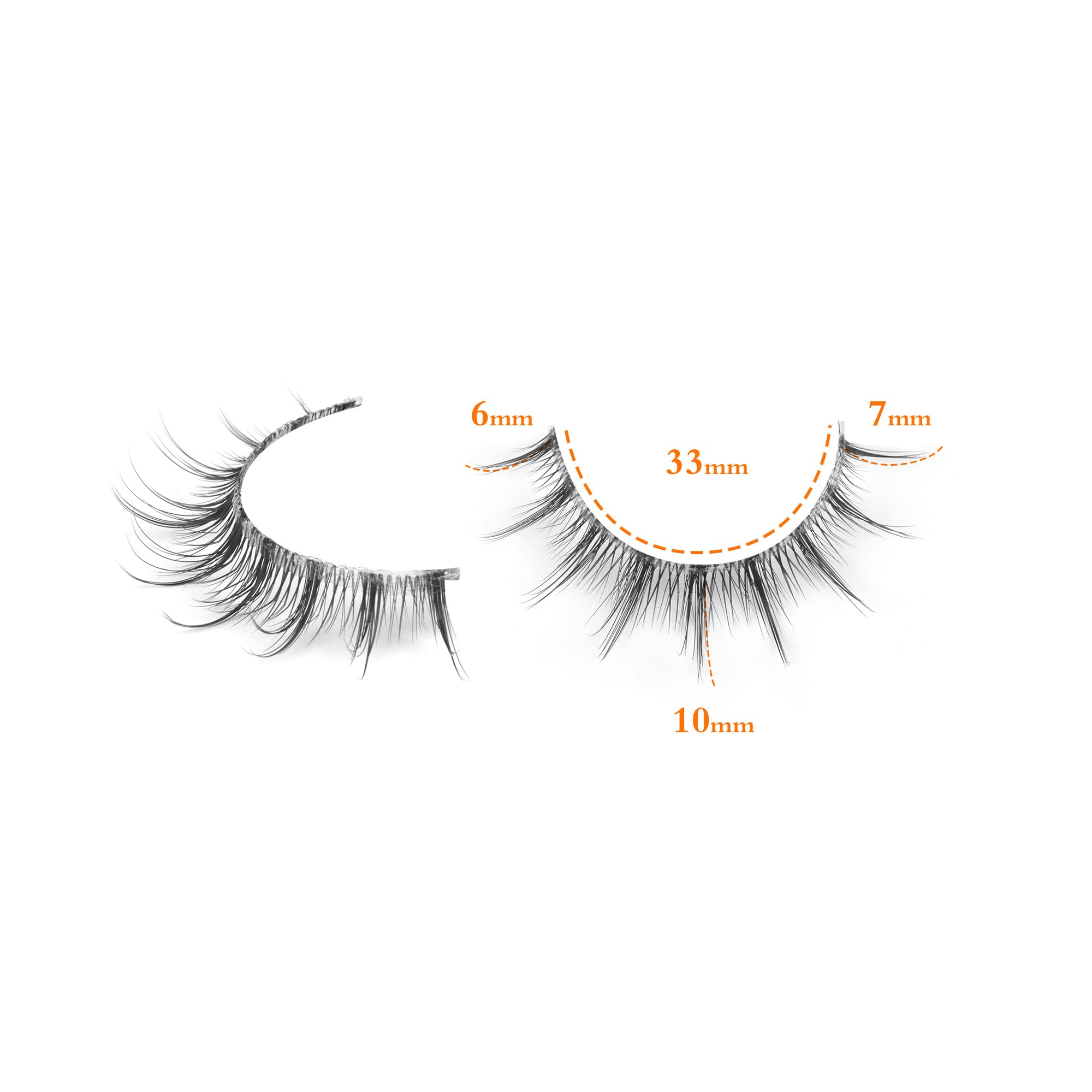 Japanese Lashes Manga False Eyelashes Asian Natural Wispy Mink Eyelashes Clear Band 3D Fake Eye Lashes Pack (6DH6)