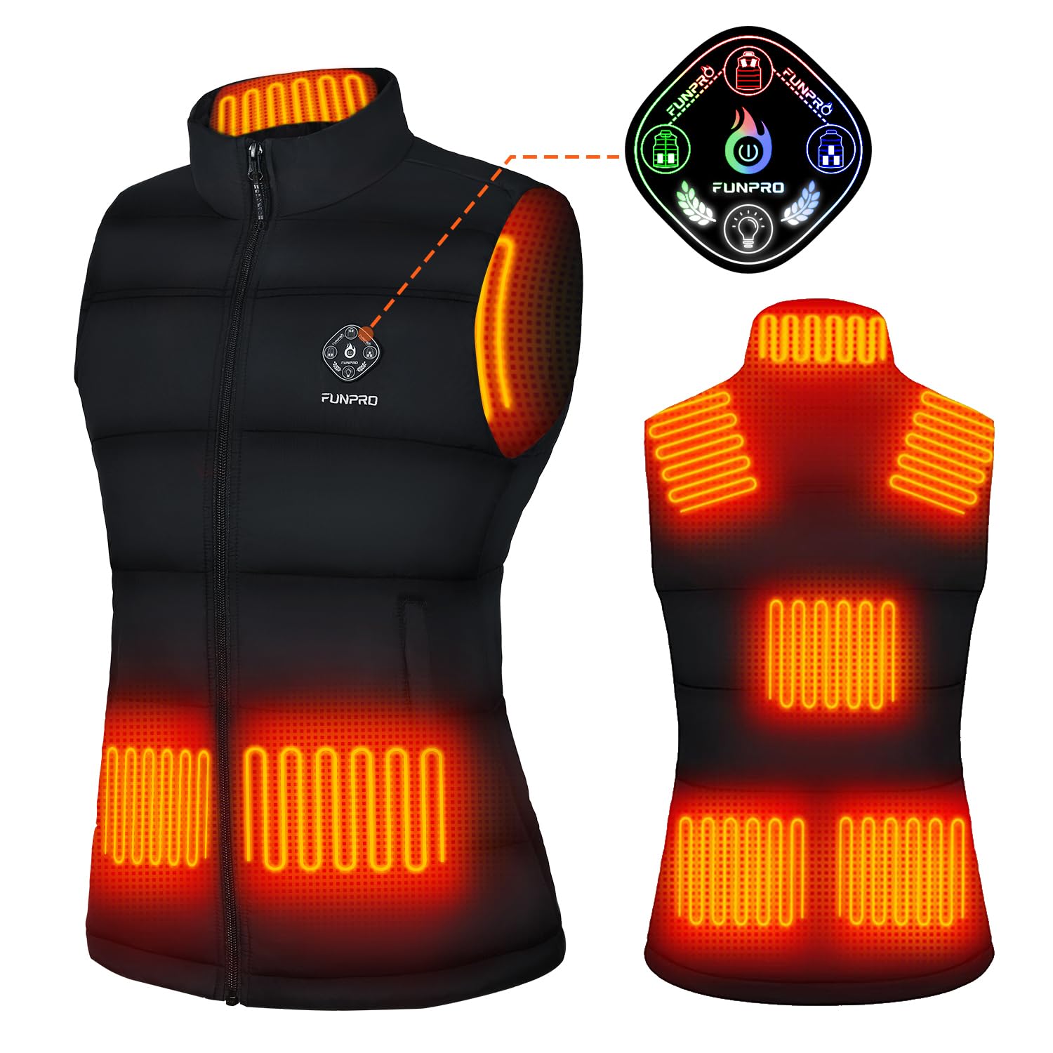 FUNPRO Women's Lightweight Heated Vest Electric Heating Vest Lights-out Design, Washable Heated Jackets, Battery Not Included