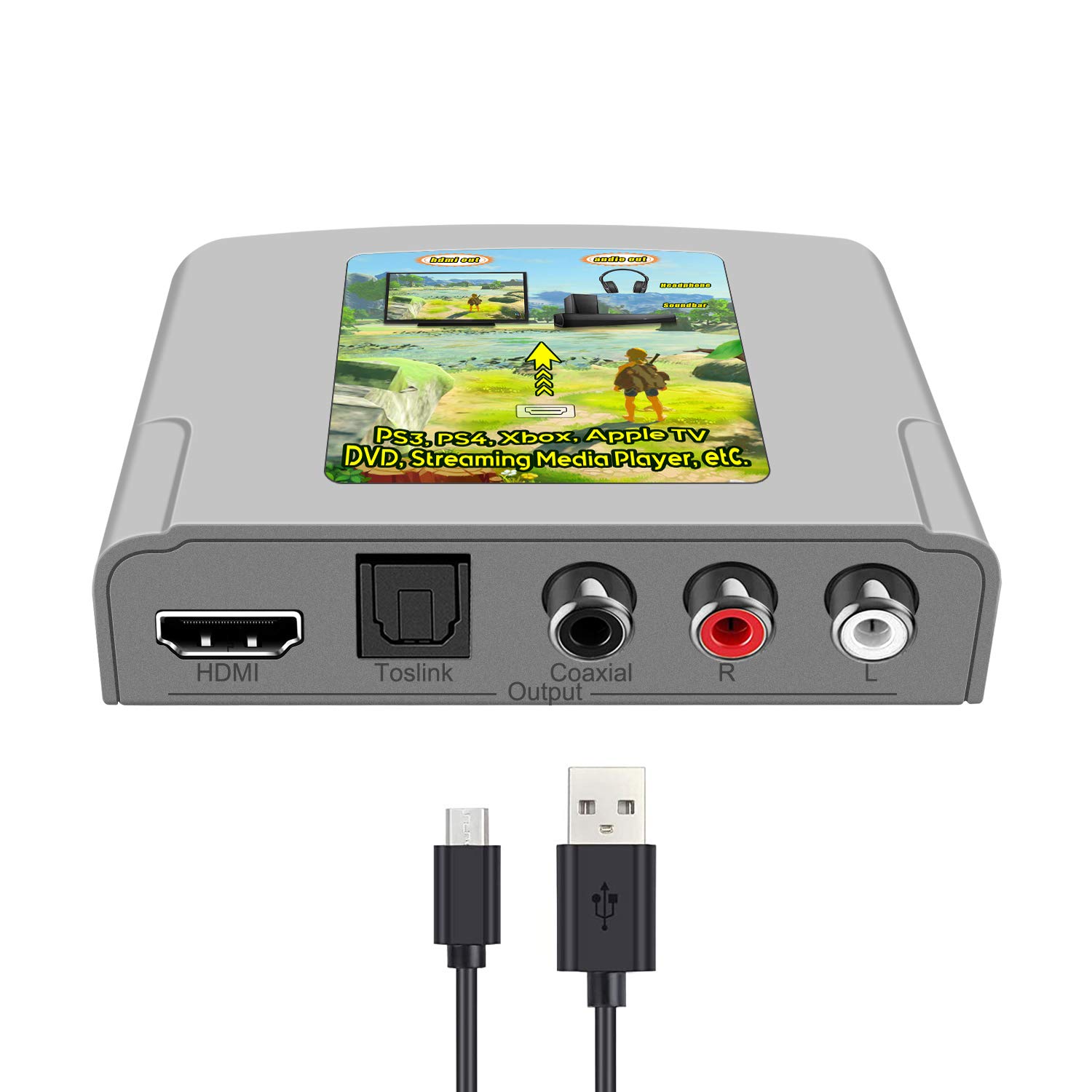HDMI Audio Extractor Converter 4K HDMI to HDMI + Optical Toslink SPDIF + Analog RCA L/R Stereo Audio Out Support HDCP Support 3D 4K@30HZ