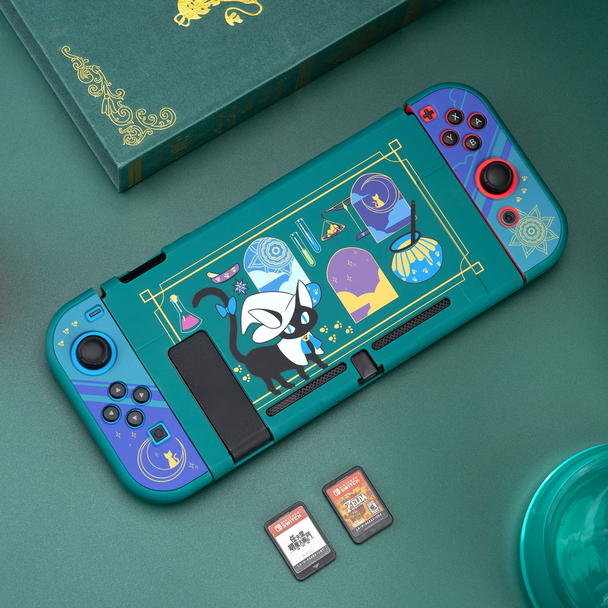 GeekShare Protective Case Slim Cover Case Compatible with Nintendo Switch - Shock-Absorption and Anti-Scratch Skin Case for Switch - Alchemy Cat (for Regular Switch)