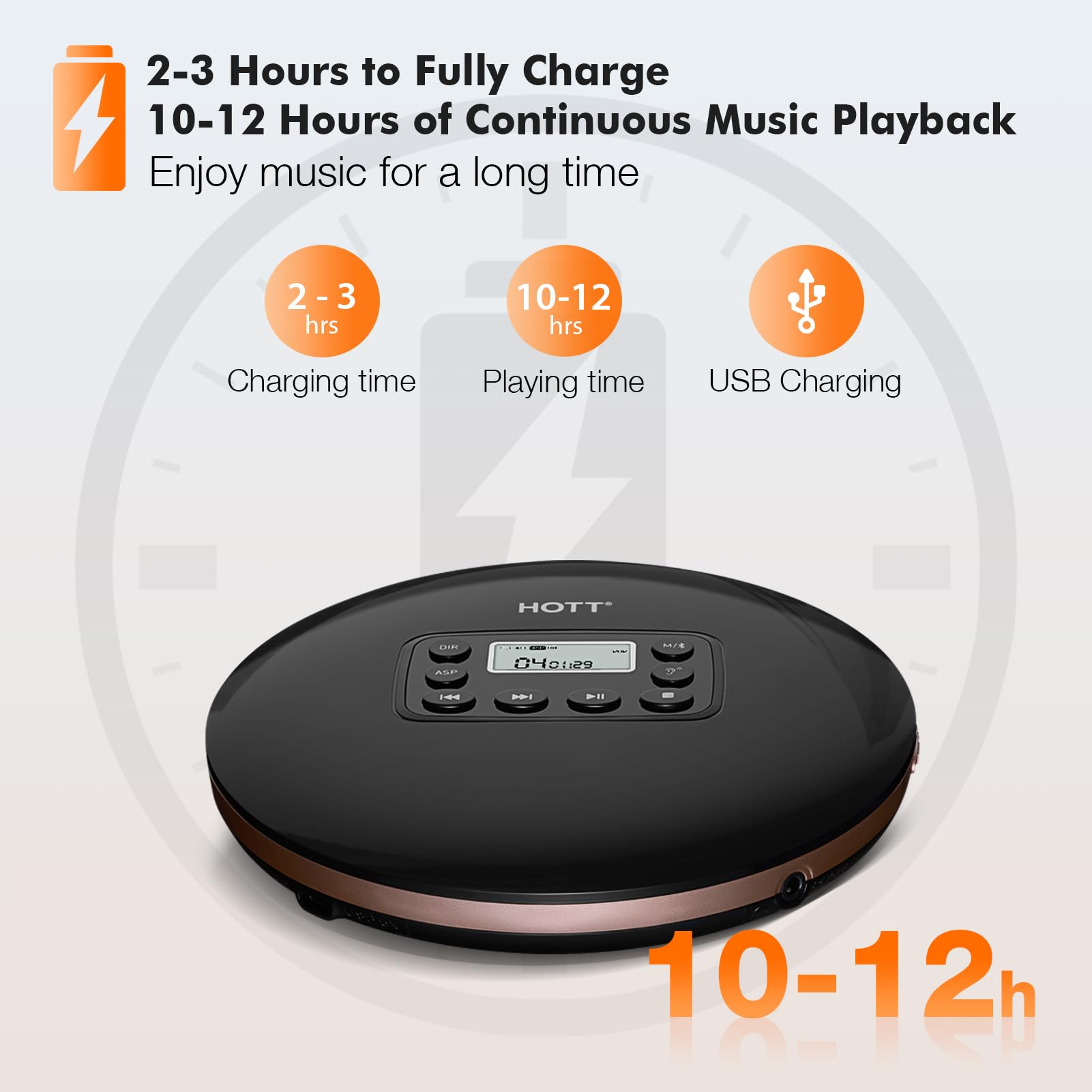 HOTT CD Player Portable with Bluetooth, Portable CD Player, CD-R,MP3 USB Rechargeable Walkman CD Player with Headphones and AUX Cable for Car Travel, Discman CD Player with Shockproof (CD711T)