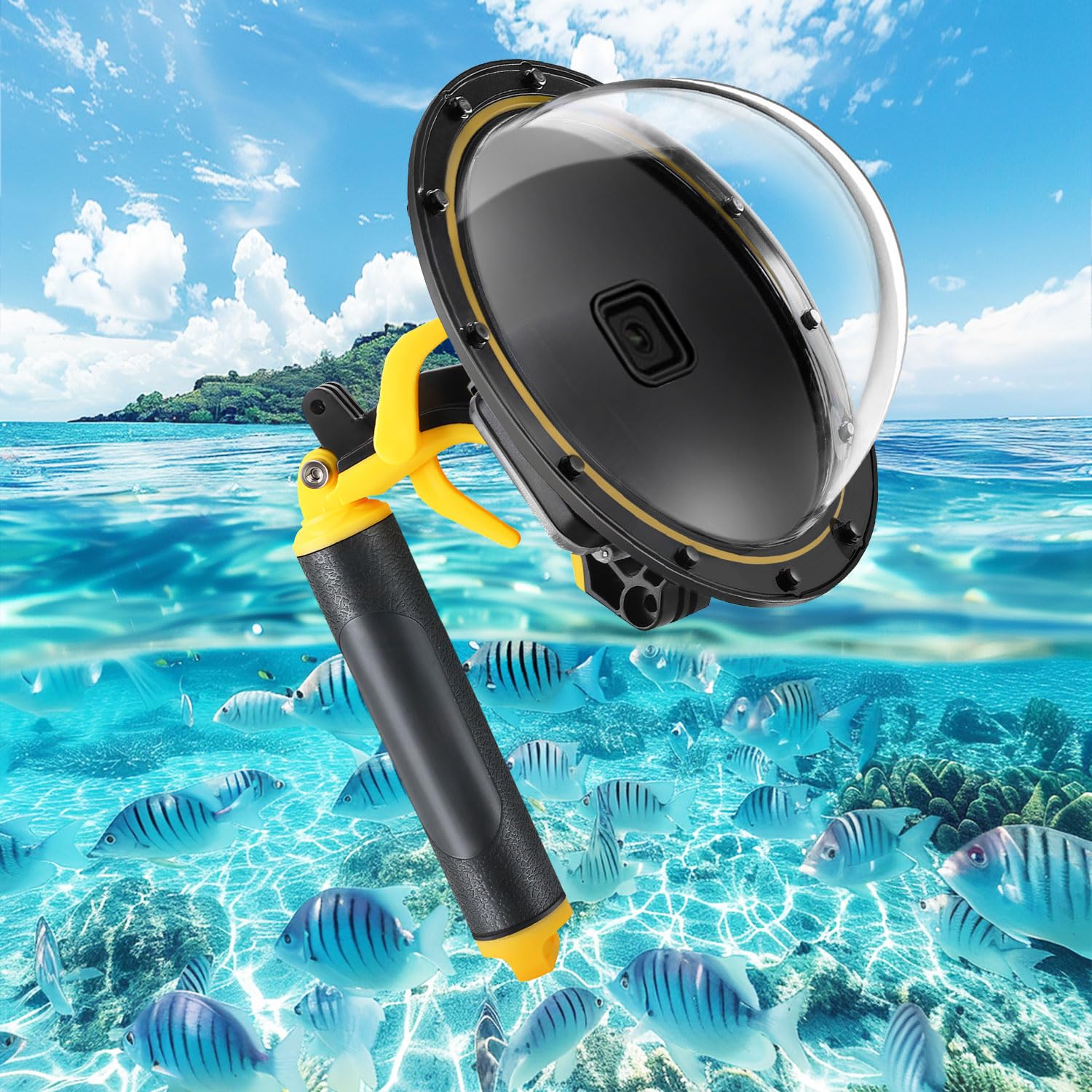 Dome Port,Waterproof Housing Case Compatible Black Underwater Protective Diving Dome Lens Accessories with Trigge Pistol an-ti Fog Insert