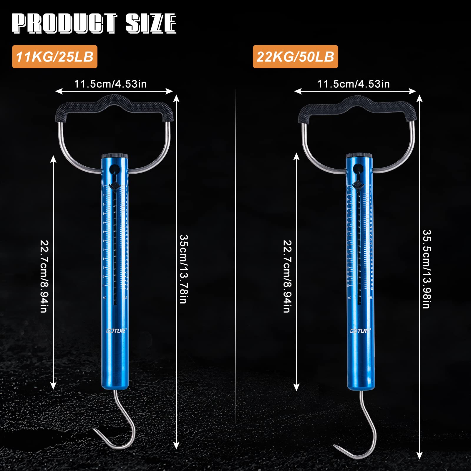 Goture Aluminum Tubular Spring Scale, Tube Fishing Scale, Hanging Spring Scales with Hook 25LB/50LB …