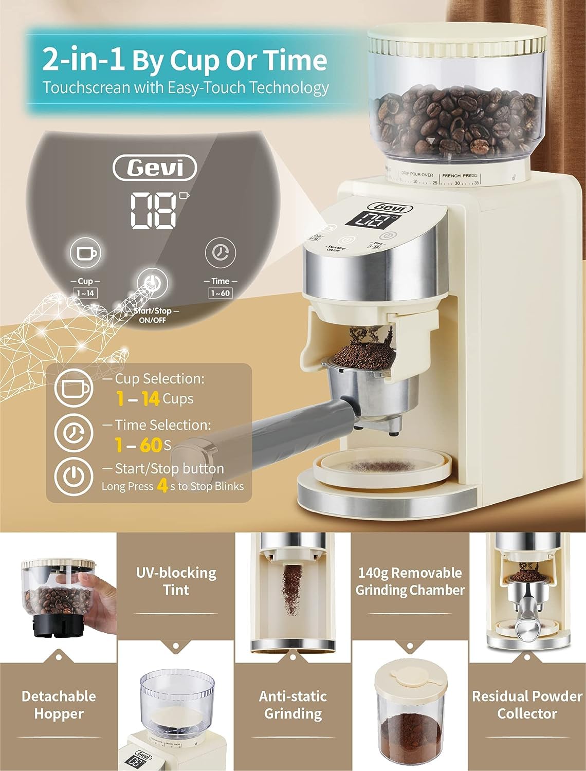 Gevi Espresso Machine 20 Bar with Grinder,Professional Espresso Maker with 35 Precise Grind Settings Burr Coffee Grinders Combos, Commercial Espresso Machines & Coffee Makers, Gift for Coffee Lover