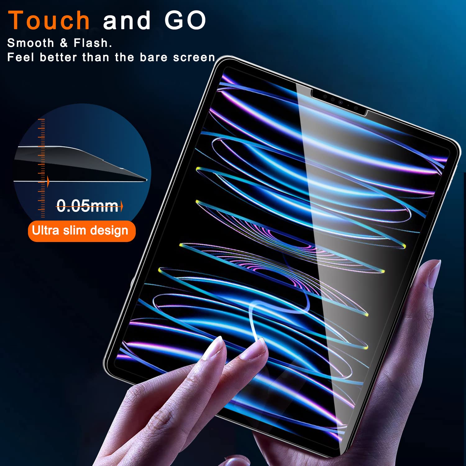 Milomdoi [1+2 Pack] for iPad Pro 12.9 Inch 2022/2021/2020/2018 (6th/5th/4th/3rd) Model Privacy Screen Protector Tempered Glass Accessories 1 Pack Privacy Screen+2 Pack Camera Lens Protector,Black