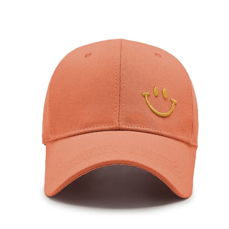 GEGEEN DOMOG Smile Face Hat Trucker Hats Adjustable Smile Baseball Cap Summer Preppy Y2k Hat for Women Men (Embroidery-Orange)