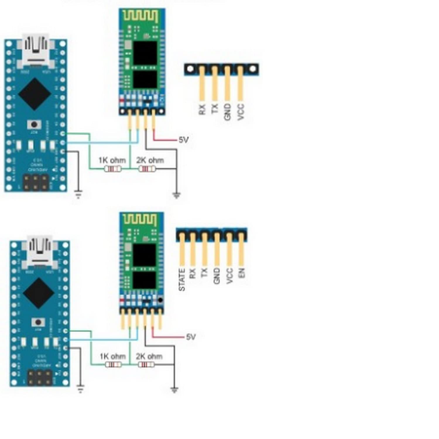 KHIYQILO Bluetooth Wireless Module HC-05 Set of 2 Transceiver Modules Slave Master Communication Module for Arduino