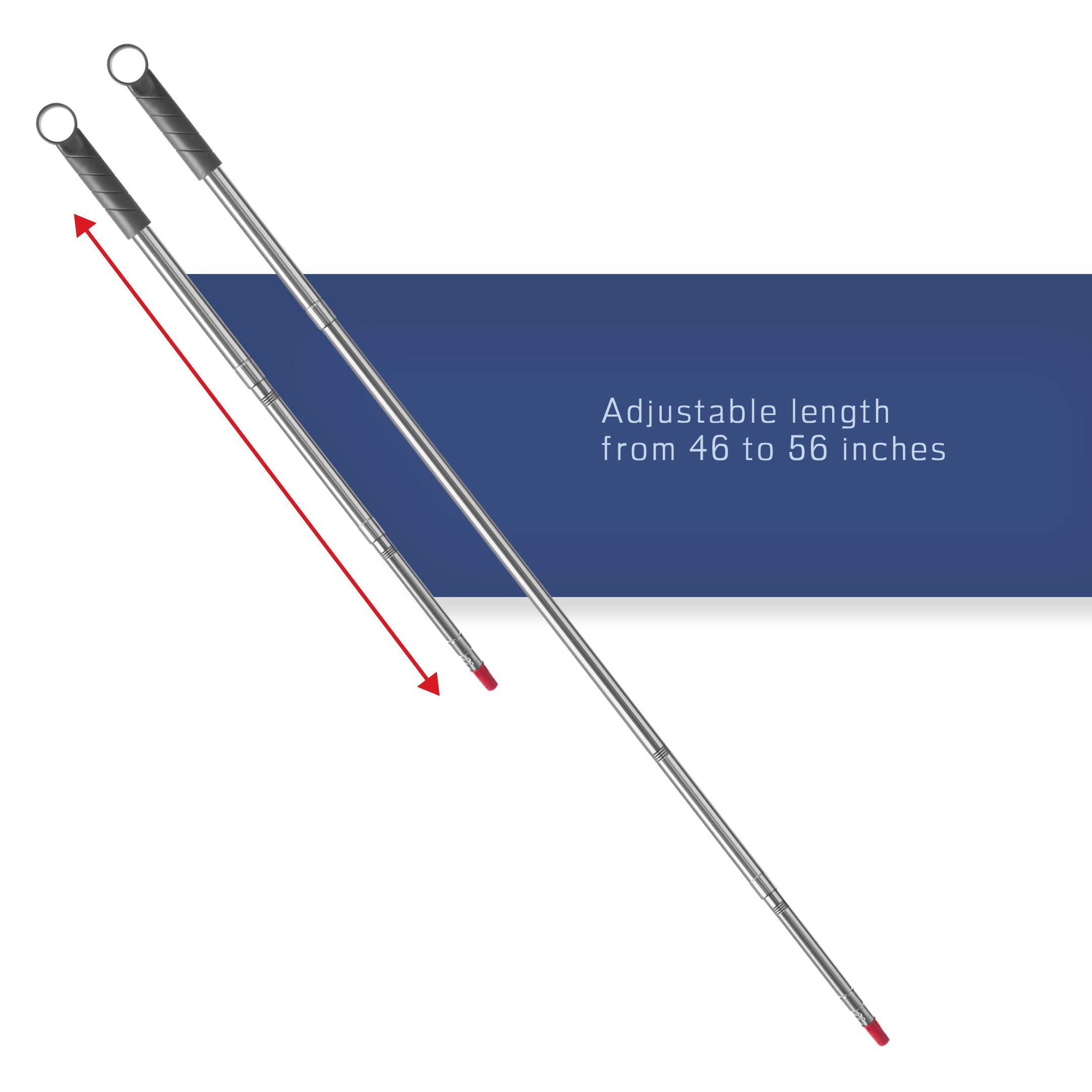 FAYINA Premium Dual-Blade Floor & Window Foam Squeegee 13.75 Inches with Stainless Steel Handle Extendable up to 56 Inches (for Smooth Surfaces)