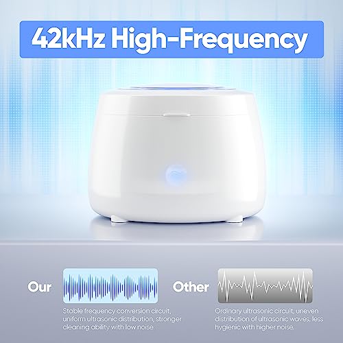WPDGAD Ultrasonic UV Cleaner for Dentures, 30W Professional Ultrasonic Cleaner Machine for all Dental, Retainer, Aligner, Braces, Mouth Guards, Toothbrush Head, Shaver Head, Jewelry, White