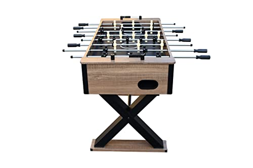 Hathaway Fullerton 48-in Foosball Table, Arcade Table Soccer for Game Rooms, Includes (2) 36-mm ABS Foosballs, Driftwood (BG50330)