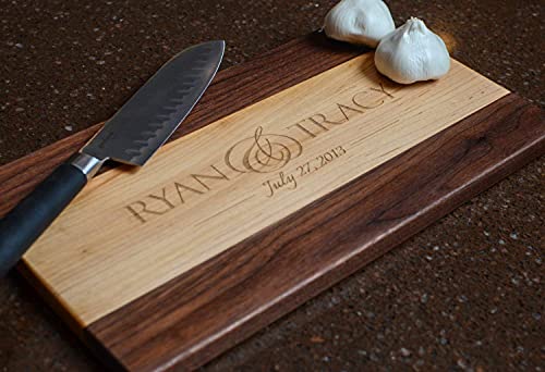 Personalized Laser Engraved Two Tone Maple And Walnut Cutting Board