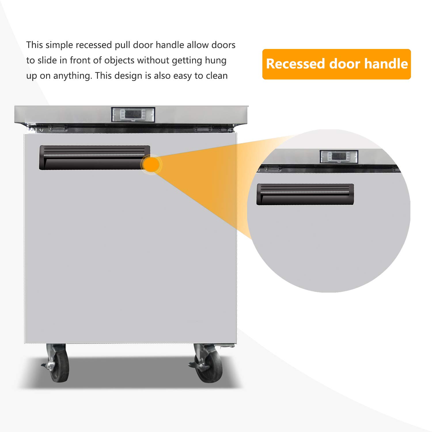 KITMA Commercial Single Door Undercounter Freezer 7 Cu. Ft Stainless Steel Worktop Freezer for Kitchen, 0°F - 8°F