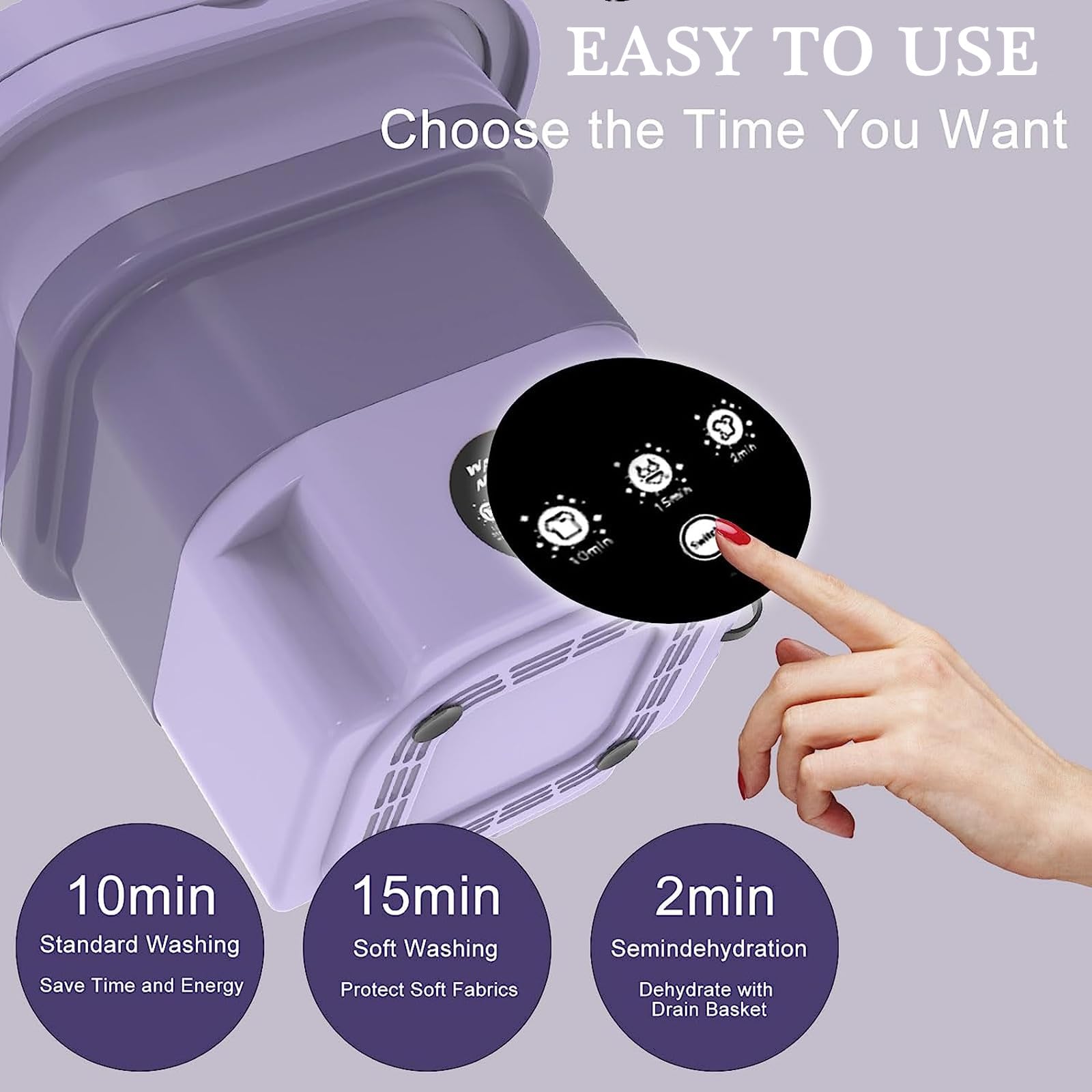 Portable Washing Machine,High Capacity Mini Washer with 3 Modes,Foldable Deep Cleaning Half Automatic Washt Suitable for Washing Small Pieces of Clothing, Baby Clothes,Underwear,Socks(Green)